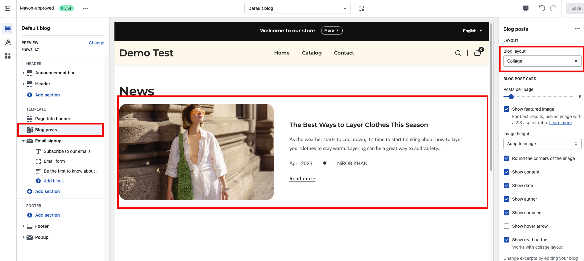 Blog Page Settings - gloryio.com