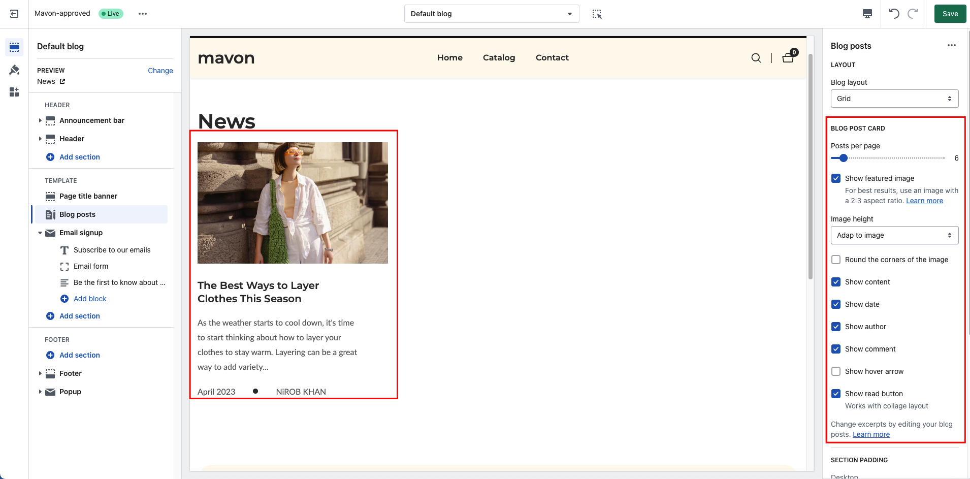 Blog Page Settings - gloryio.com