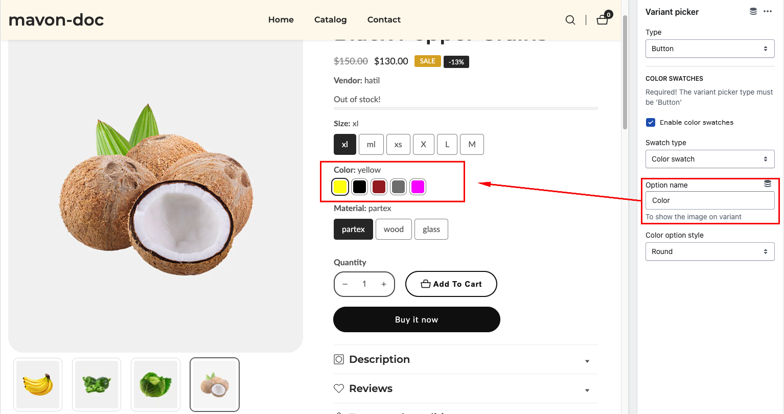 How to setup variants on the product page – gloryio.com
