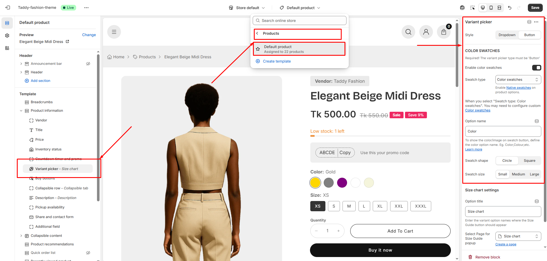 How to setup variants on your product page - gloryio.com